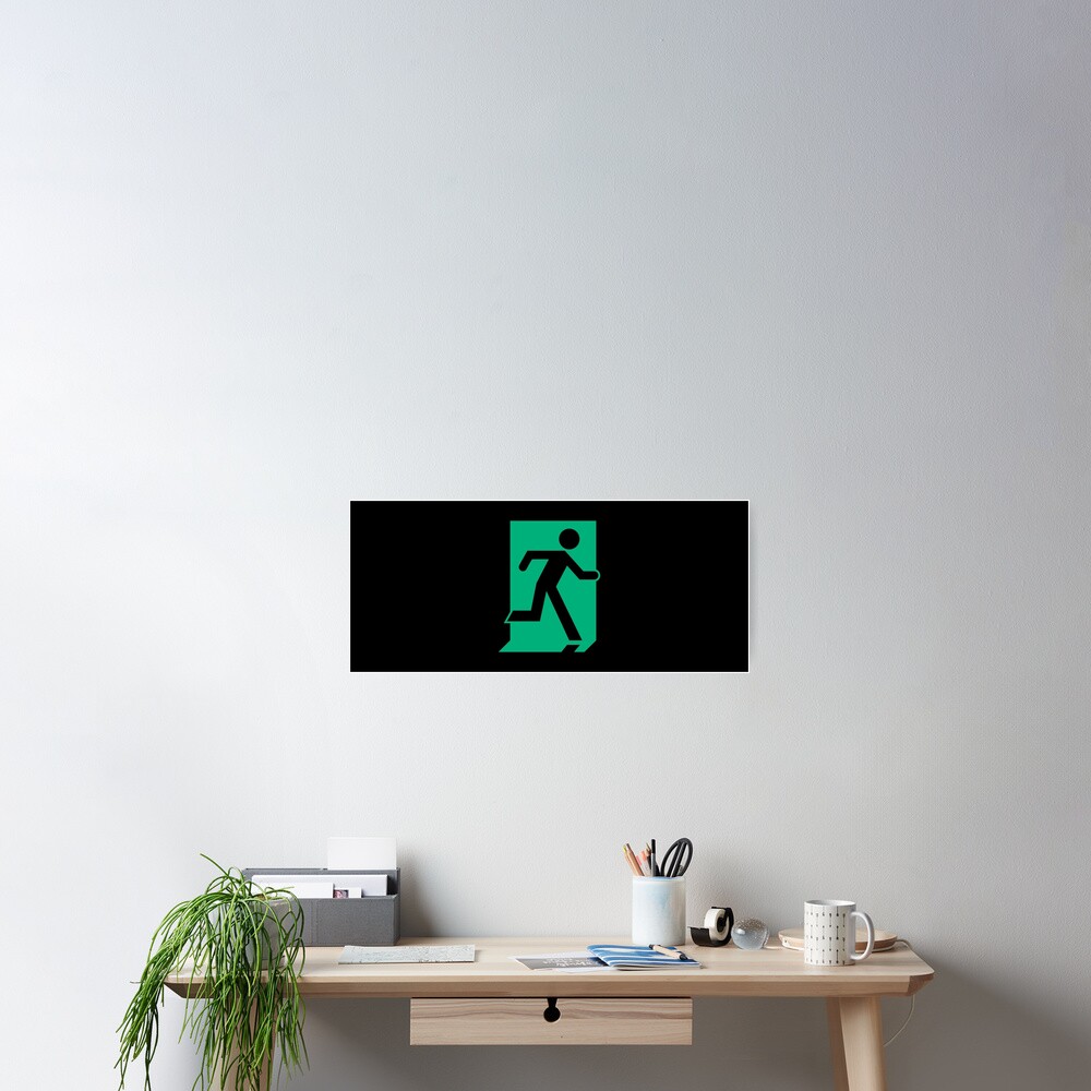 "Running Man Exit Sign, Right Hand" Poster by cheapexitsigns | Redbubble