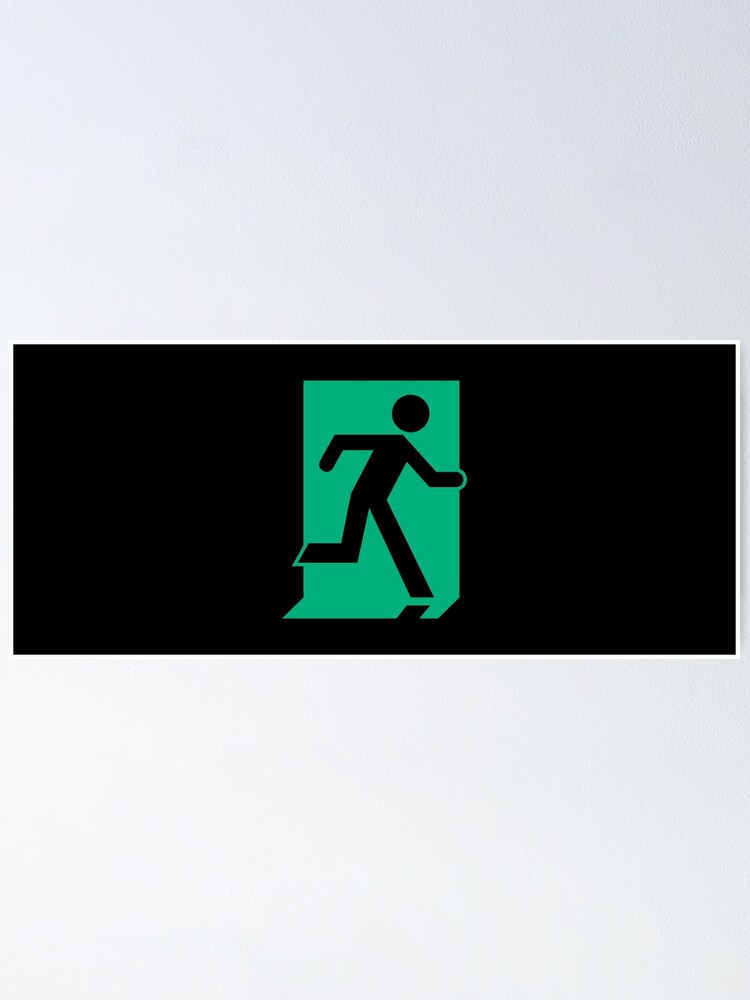 "Running Man Exit Sign, Right Hand" Poster by cheapexitsigns | Redbubble