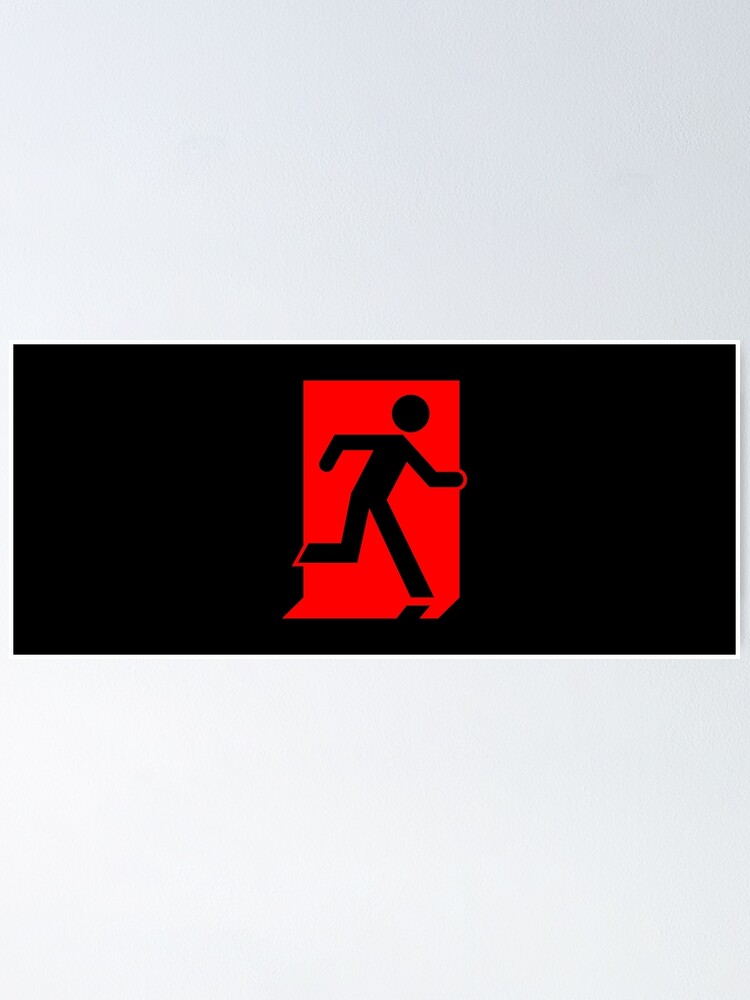 "Running Man Exit Sign, Right Hand" Poster for Sale by cheapexitsigns ...