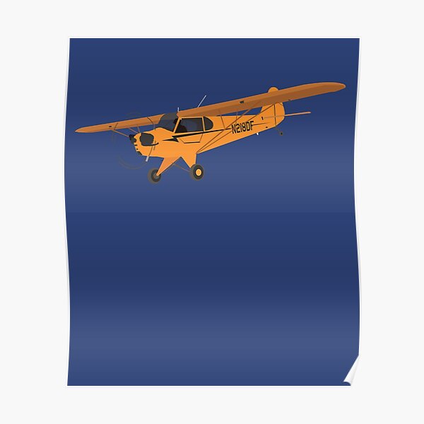 "Piper Cub Airplane Illustration Pilot Design" Poster by ...