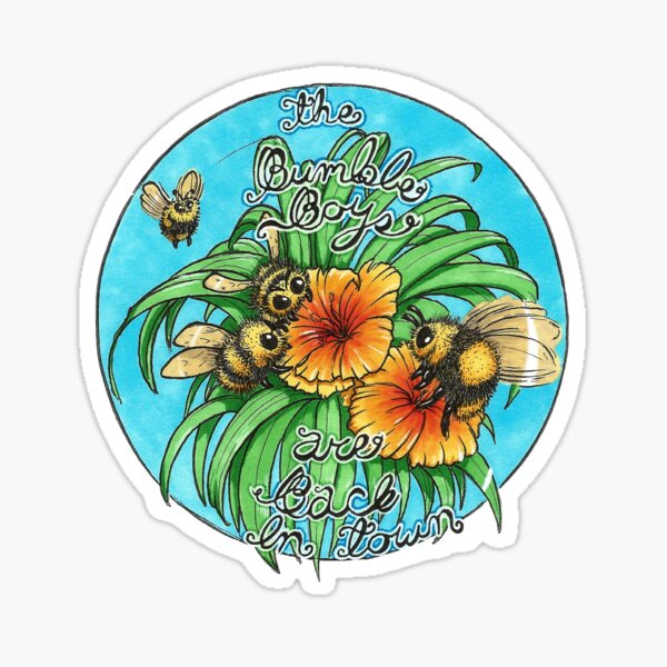 "bumble bee floral original artwork" Sticker for Sale by AndrewScottArt ...