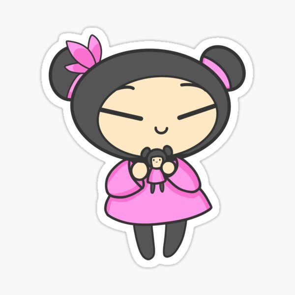 Pegatina «Pucca rosa con una muñeca» de aishiiart | Redbubble