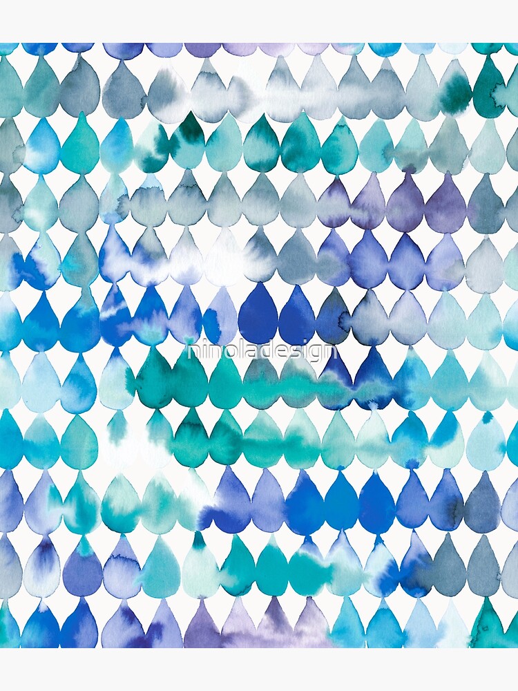 Póster «Gotas de lluvia de color - Tormenta azul pintada con acuarela ...