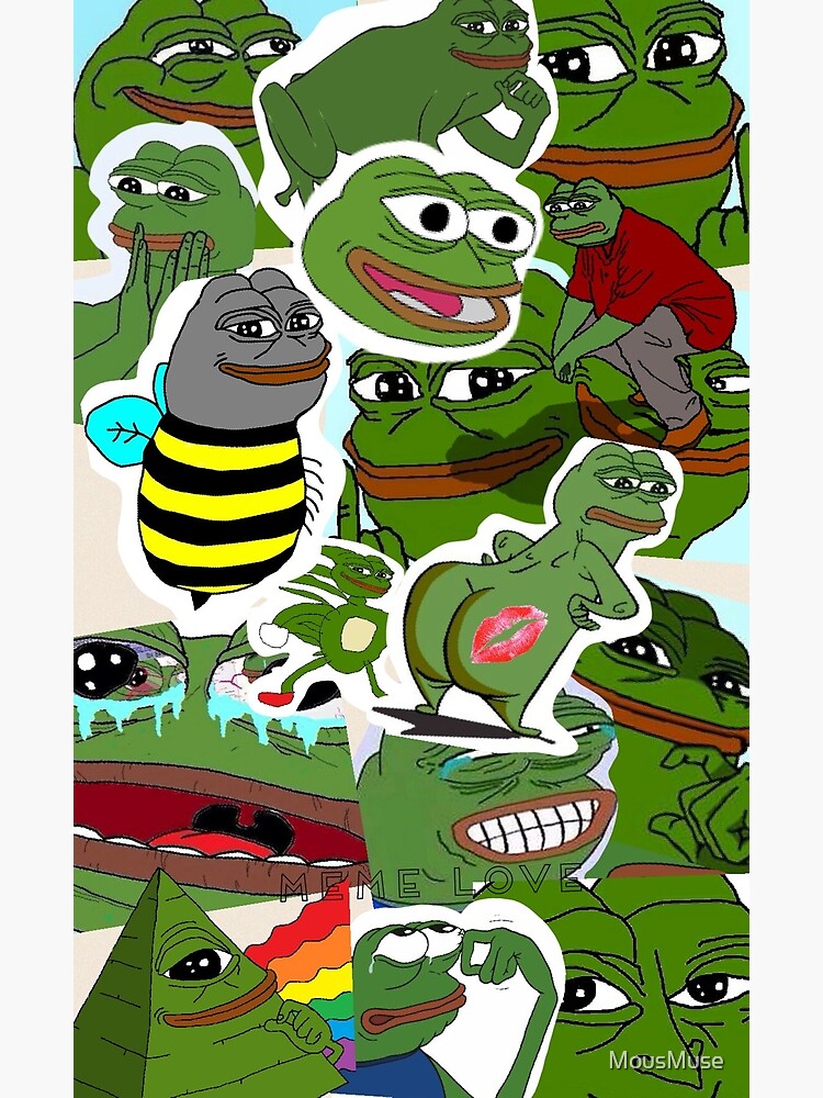 "Pepe Meme Love Collage" Framed Art Print for Sale by MousMuse | Redbubble