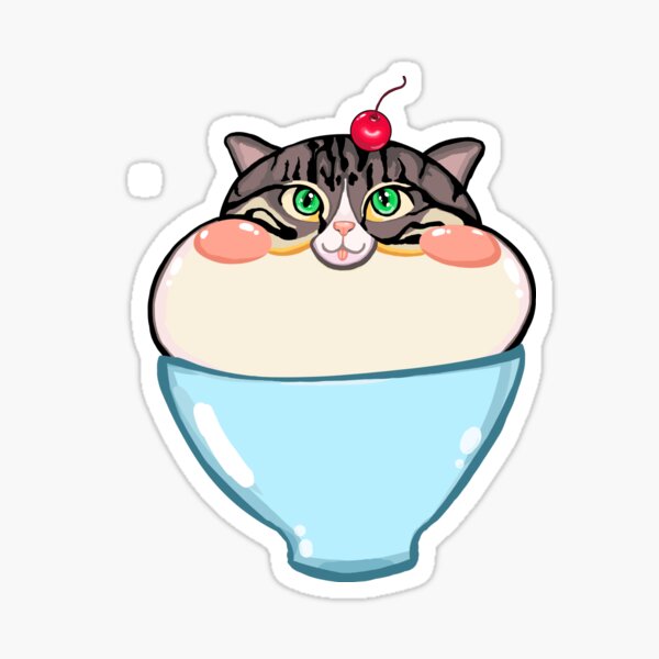 "Cute Cat Ice Cream Sundae" Sticker by tongowho | Redbubble