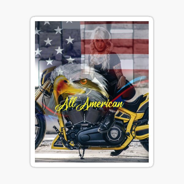 "All American Biker Chick" Sticker for Sale by harrisonformula | Redbubble