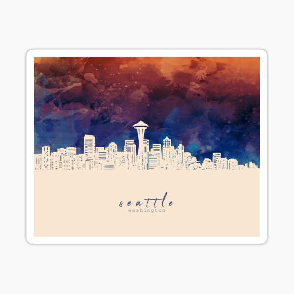 "seattle skyline" Sticker by BekimART2 | Redbubble