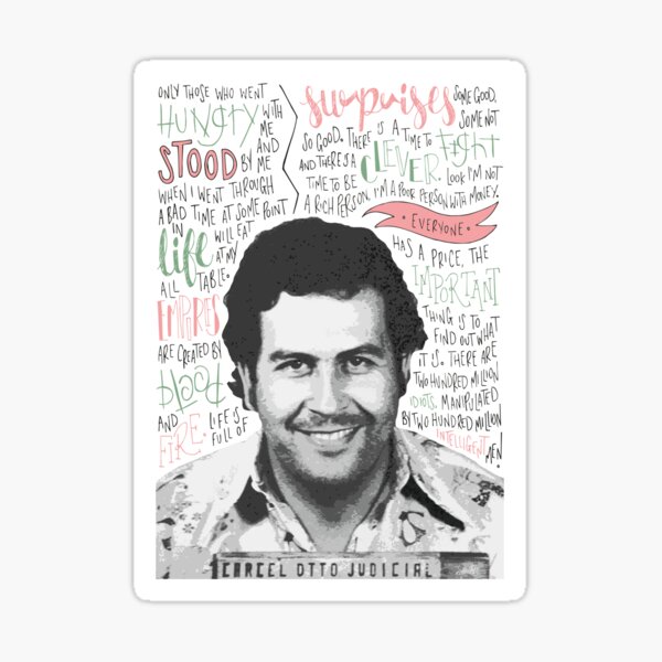 "Pablo Escobar" Sticker for Sale by Naomillustrates | Redbubble