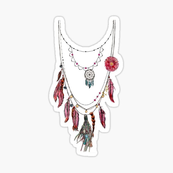 "Fluffy chain design in boho style, flamingo" Sticker for Sale by ...