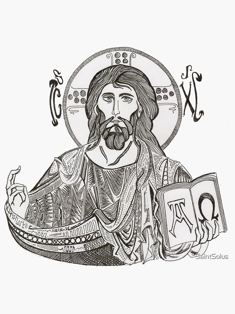 "Jesus Christ - Alpha and Omega" Sticker for Sale by SaintSolus | Redbubble