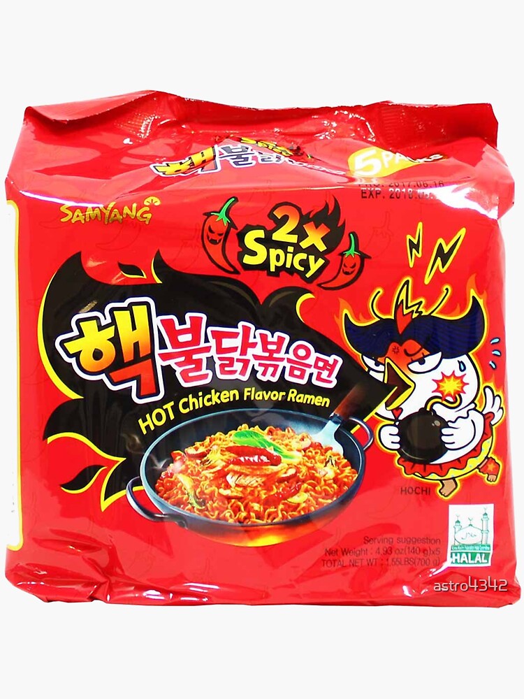 Pegatina «Buldak Korean Chicken Ramen» de astro4342 | Redbubble
