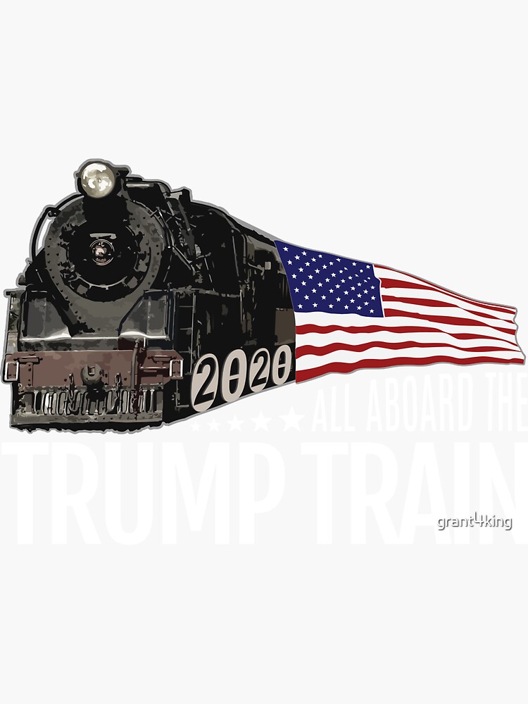 "All Aboard the Trump Train 2020 American Flag print" Sticker by ...
