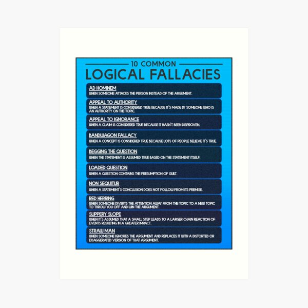 "Common Logical Fallacies Chart" Art Print for Sale by JackCurtis1991 ...