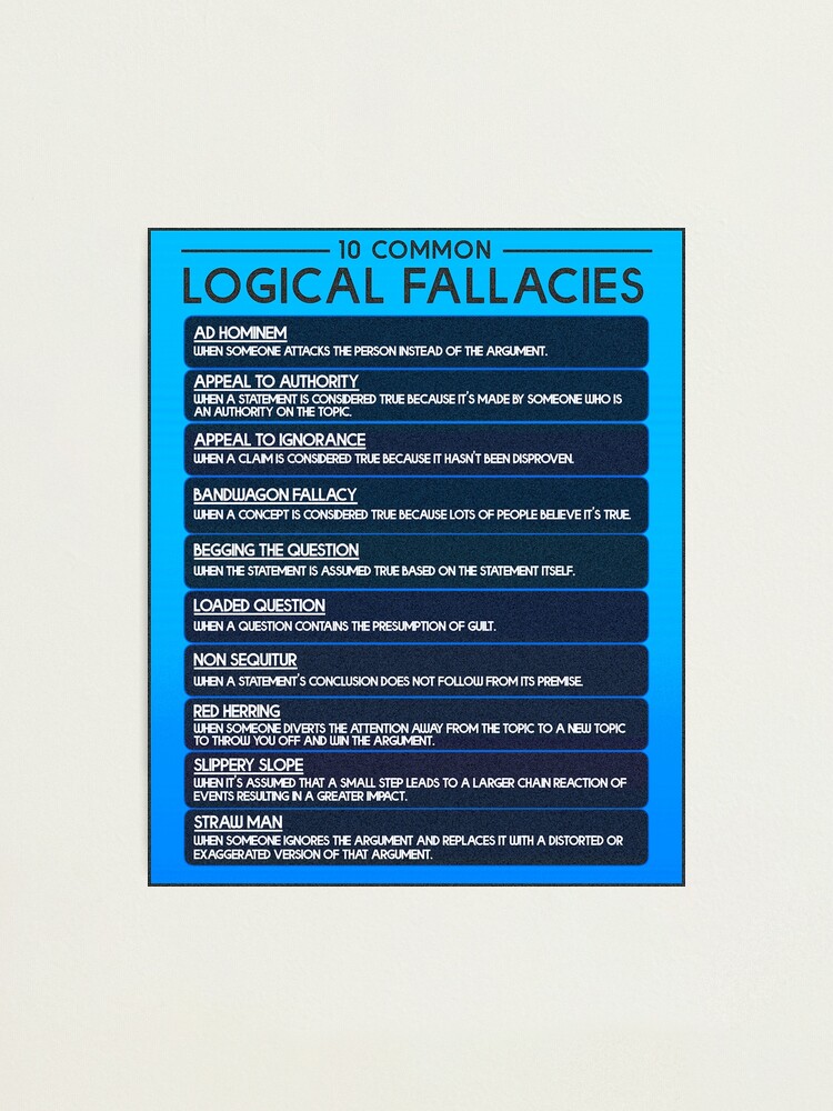 "Common Logical Fallacies Chart" Photographic Print for Sale by Jack ...