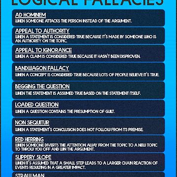 "Common Logical Fallacies Chart" Poster for Sale by Jack Curtis | Redbubble