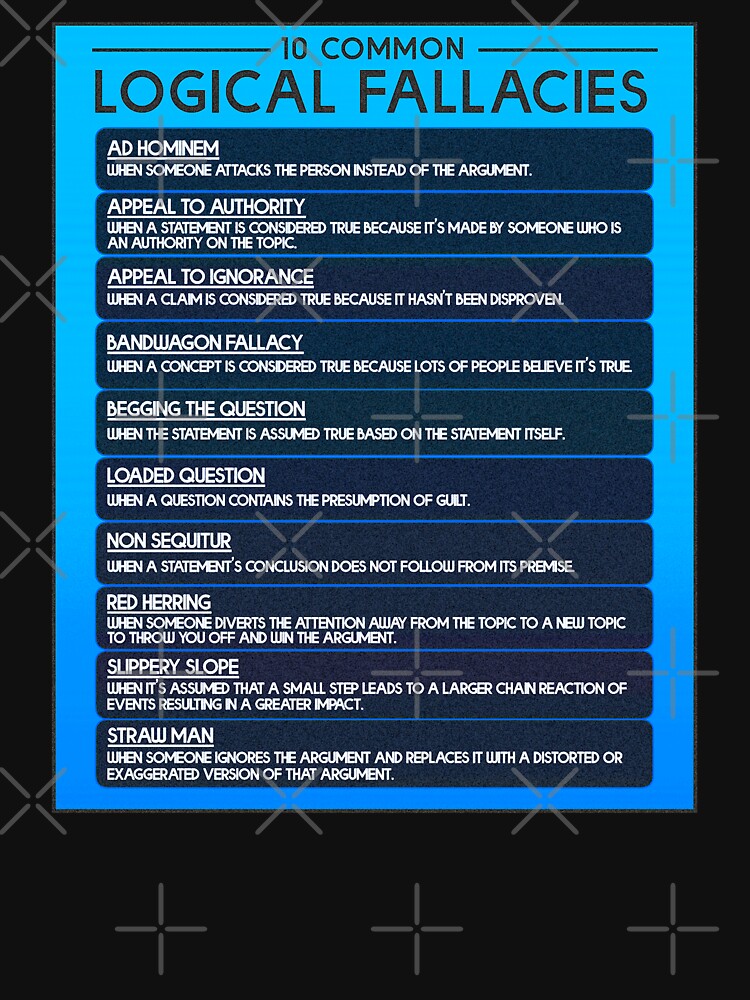 "Common Logical Fallacies Chart" Essential T-Shirt for Sale by ...