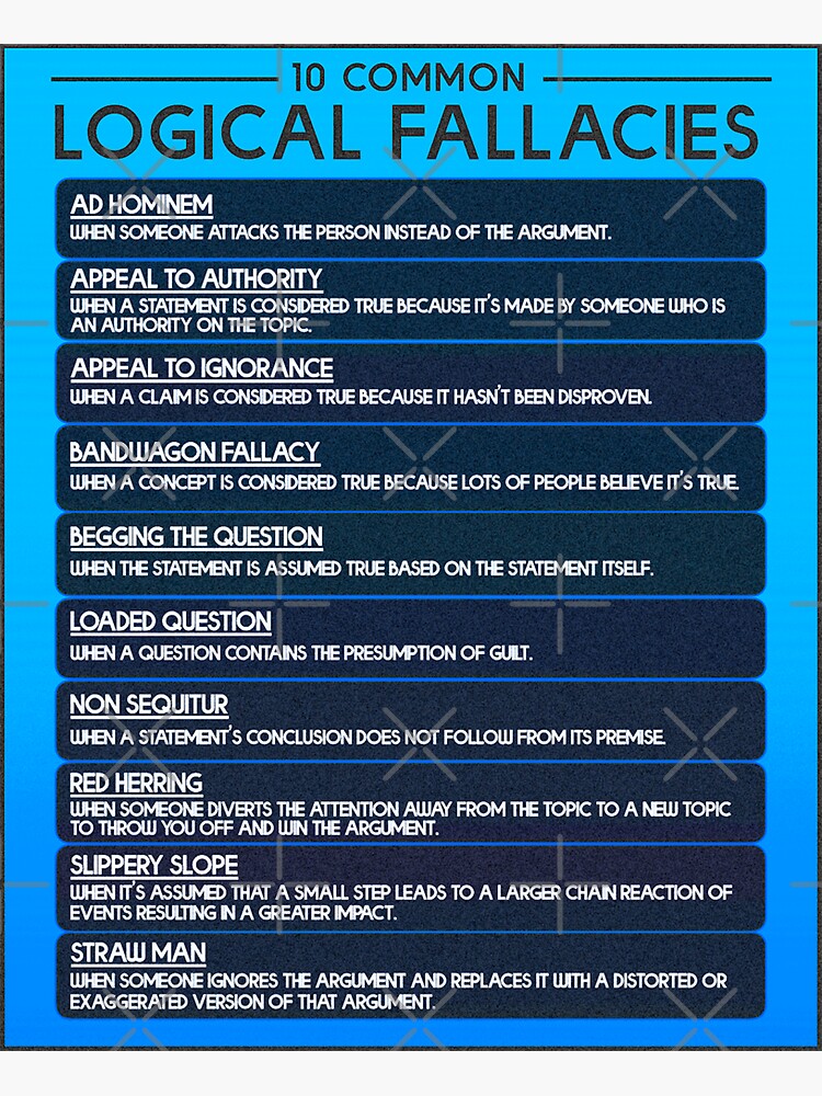 "Common Logical Fallacies Chart" Magnet for Sale by JackCurtis1991 ...