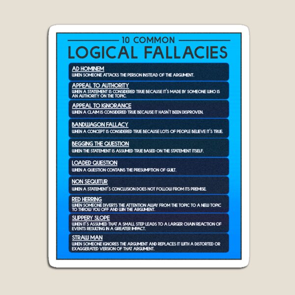 "Common Logical Fallacies Chart" Magnet for Sale by JackCurtis1991 ...