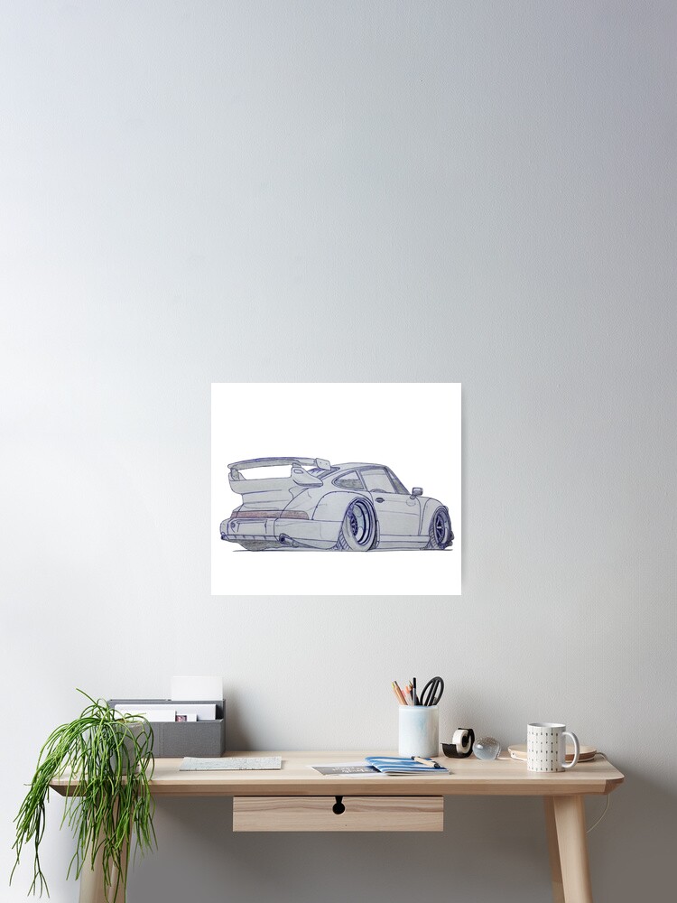Poster for Sale avec l'œuvre « dessin porsche 911 rwb main libre » de l ...