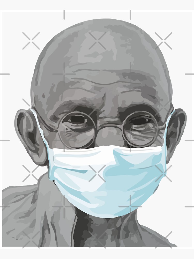 "Ghandi Wearing Mask" Sticker for Sale by MasterKlaw | Redbubble