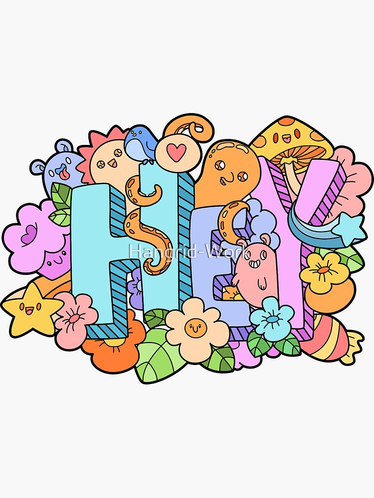 "Hey!" Sticker for Sale by Hangrid-Work | Redbubble