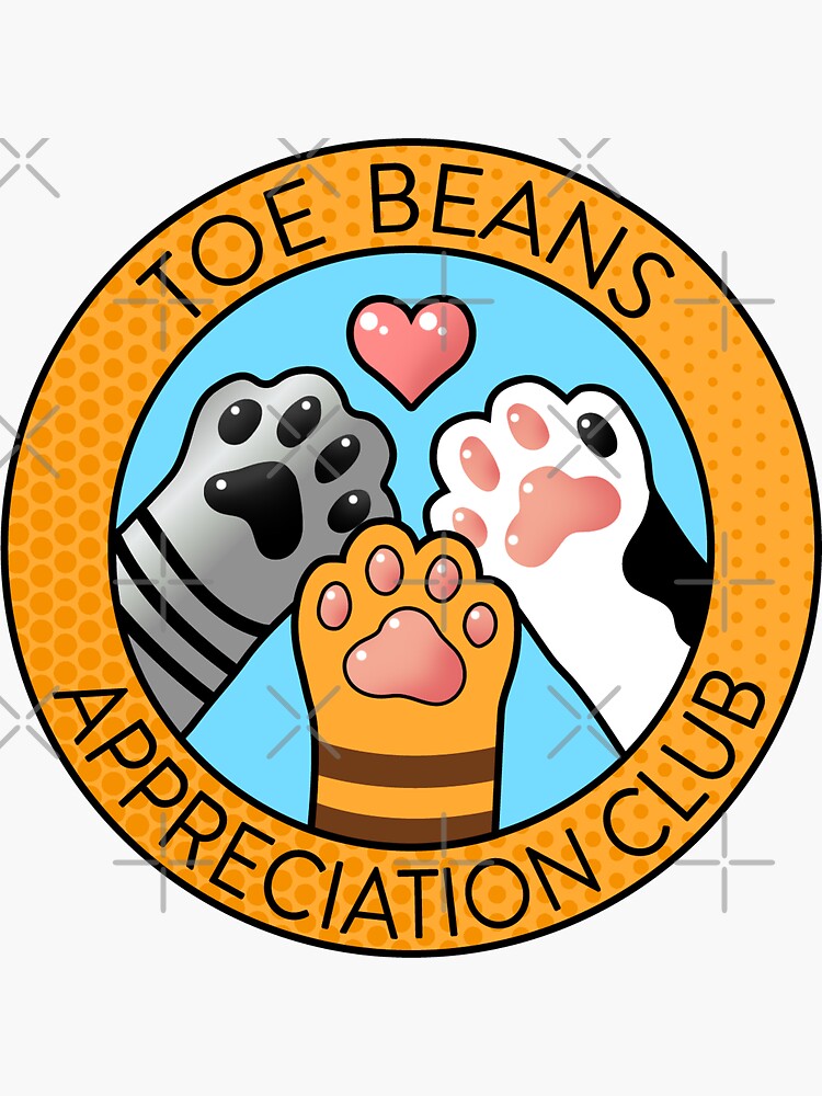 "Toe Beans Appreciation Club" Sticker for Sale by StudioMarimo | Redbubble