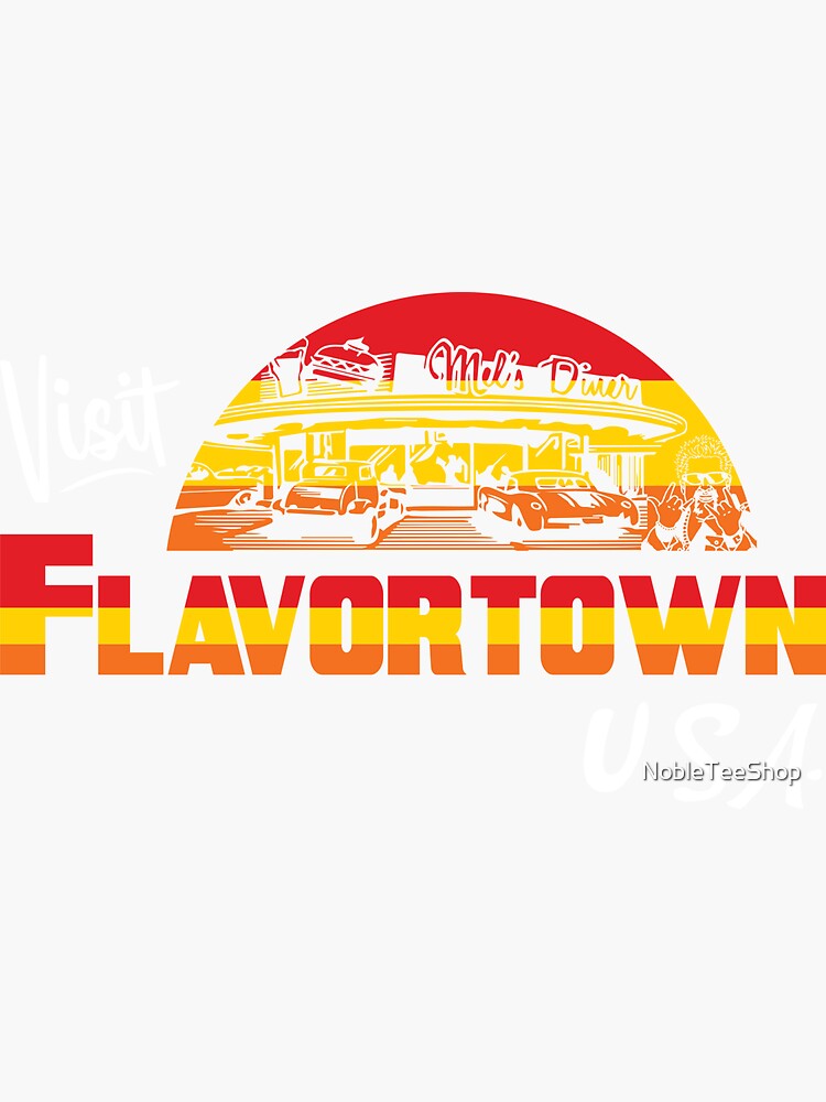 "Visit Flavortown USA" Sticker for Sale by NobleTeeShop | Redbubble