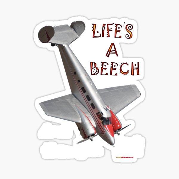 "Life's A Beech -D18 VH-BHS banked AMENDED" Sticker by muz2142 | Redbubble