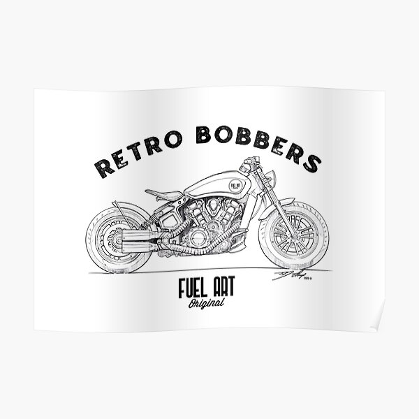 "Retro Bobbers Motorcycle Illustration" Poster for Sale by ...