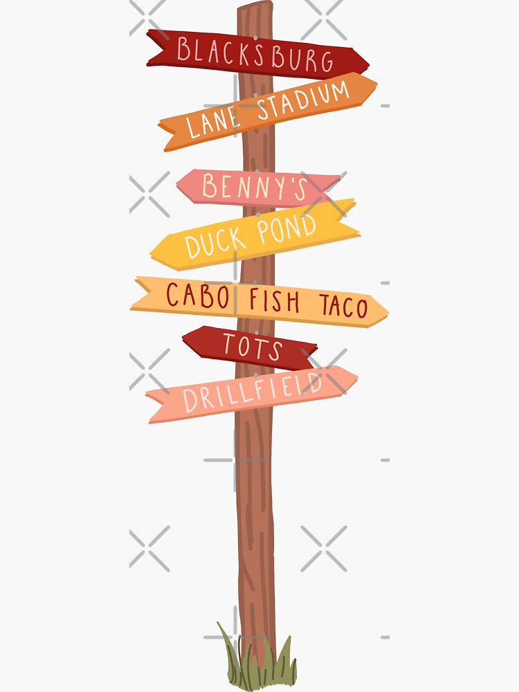 "Blacksburg Sign Post" Sticker for Sale by Alexandra Jones | Redbubble