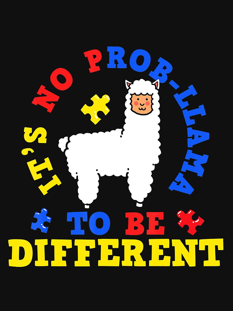 "Llama Autism Awareness Awareness Autism Mom Support Puzzle Funny" T ...