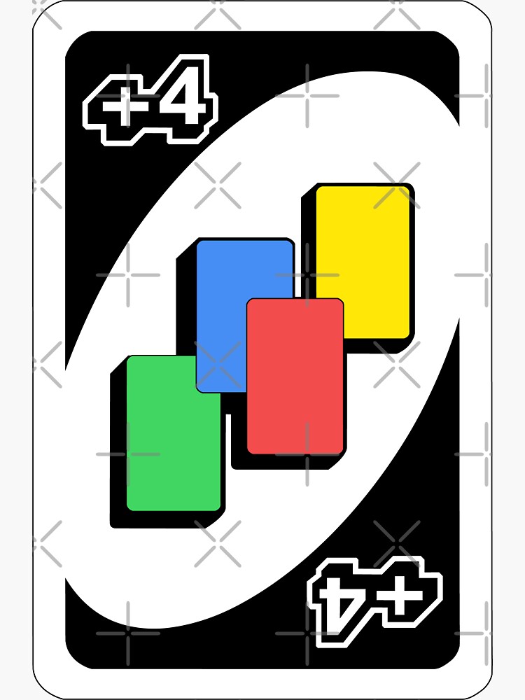 "Draw four uno card" Sticker for Sale by derealdeal | Redbubble