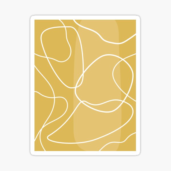 "Yellow abstract line art" Sticker by r0undincircles | Redbubble