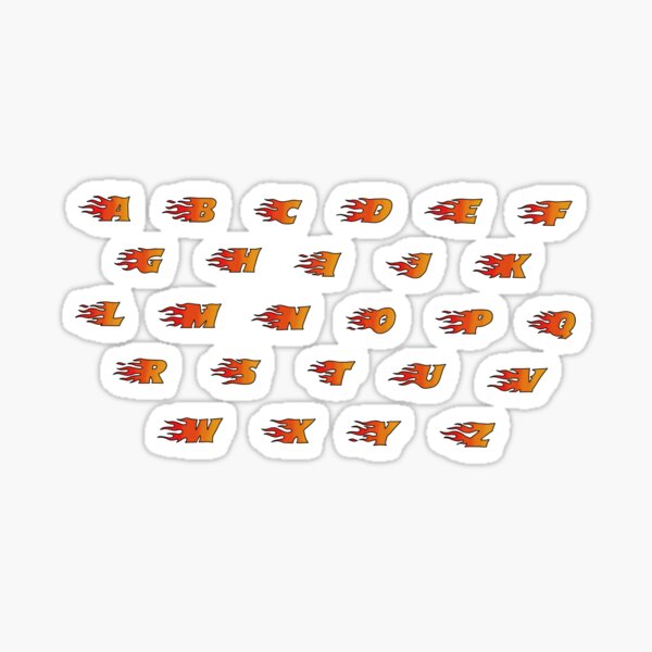 "Fire letter font (Initial stickers!)" Sticker for Sale by ...