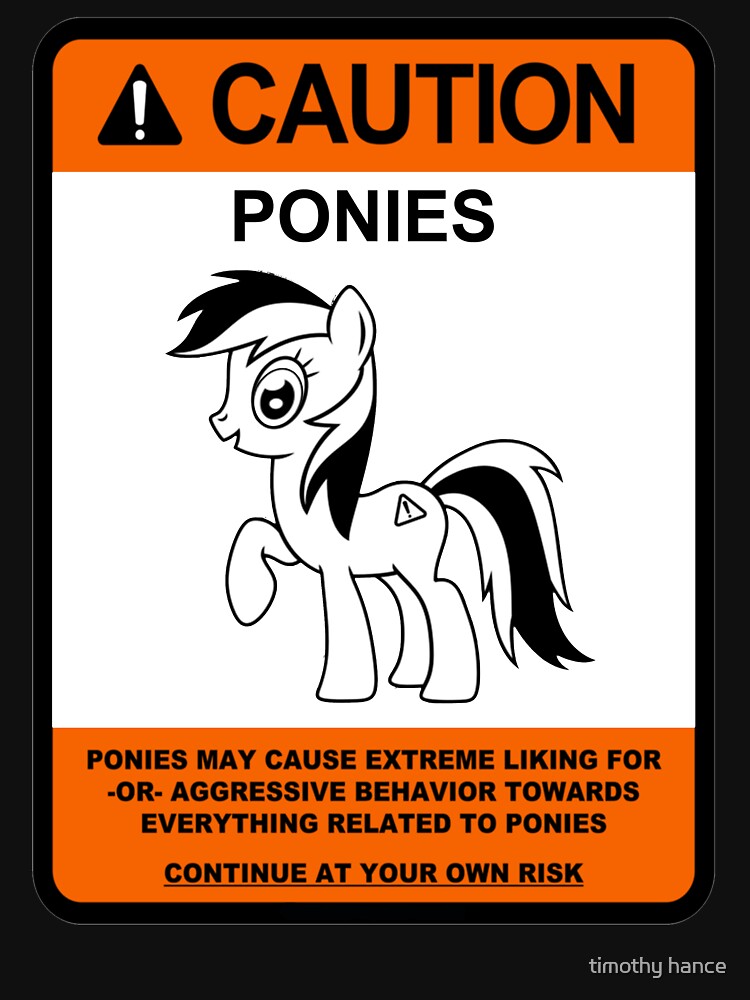 "caution ponies " Essential T-Shirt for Sale by timothy hance | Redbubble