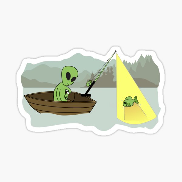 "Alien fishing | Fishing Alien" Sticker for Sale by funkbereit | Redbubble