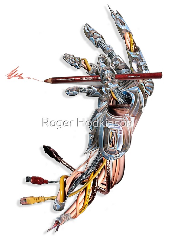 "Drawing Robot Hand" by Roger Hodkinson | Redbubble