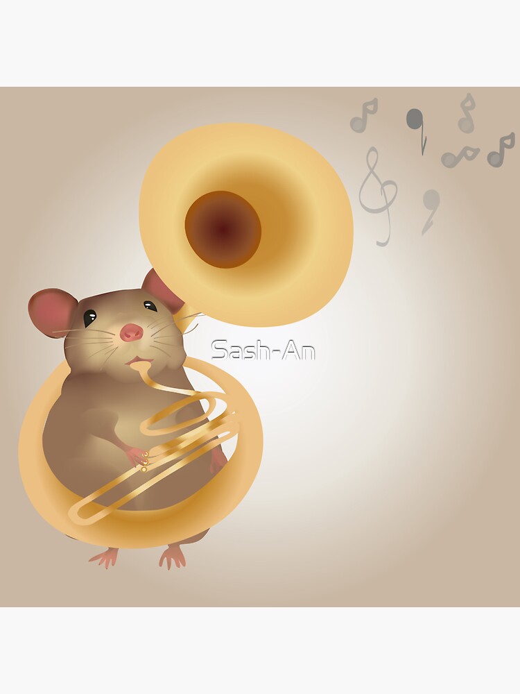 "Mouse Playing on Tuba" Sticker for Sale by Sash-An | Redbubble