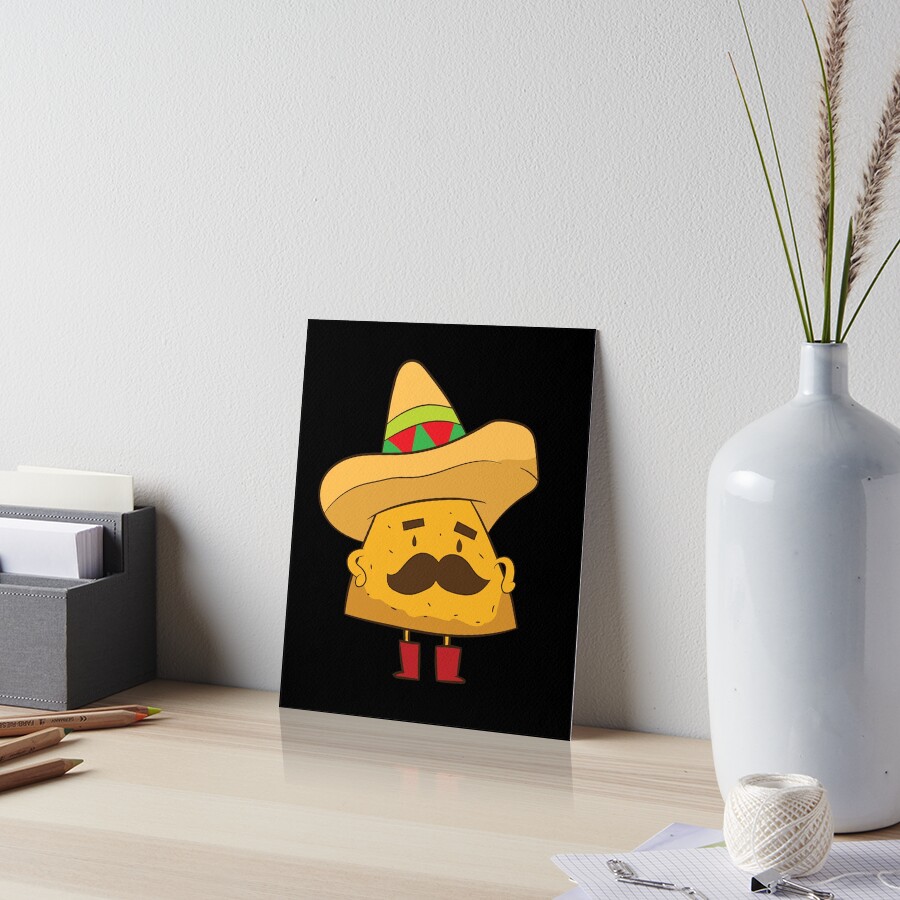 "Nacho - Mexican nacho with mustache and sambrero" Art Board Print for ...