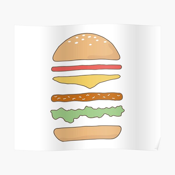 "Deconstructed hamburger, cheeseburger" Poster by Marianne1108 | Redbubble