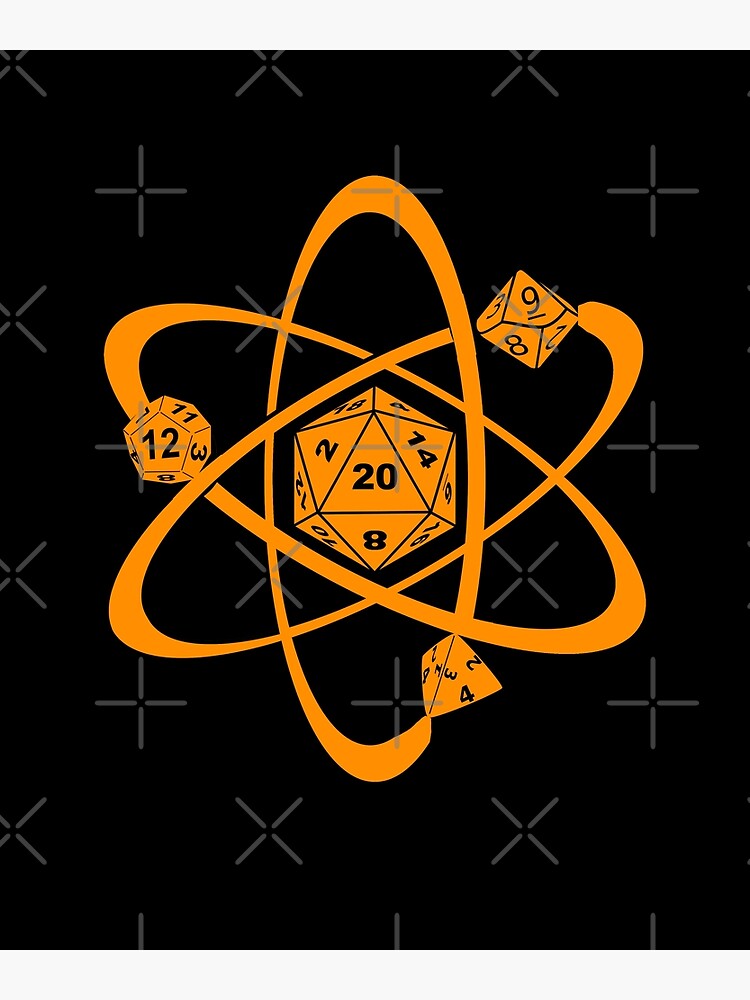 Lámina artística «RPG Dice ATOM coloreado D20 W20 Bolígrafo y papel RPG ...