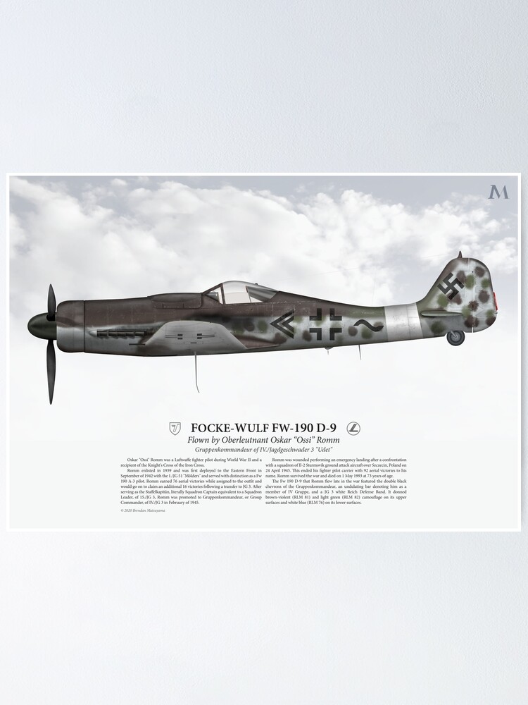 "Focke-Wulf Fw 190 D-9 - Oskar Romm" Poster von nothinguntried | Redbubble