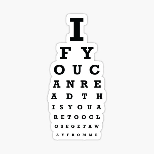 "Social Distancing Eye Chart" Sticker for Sale by DesignCats | Redbubble