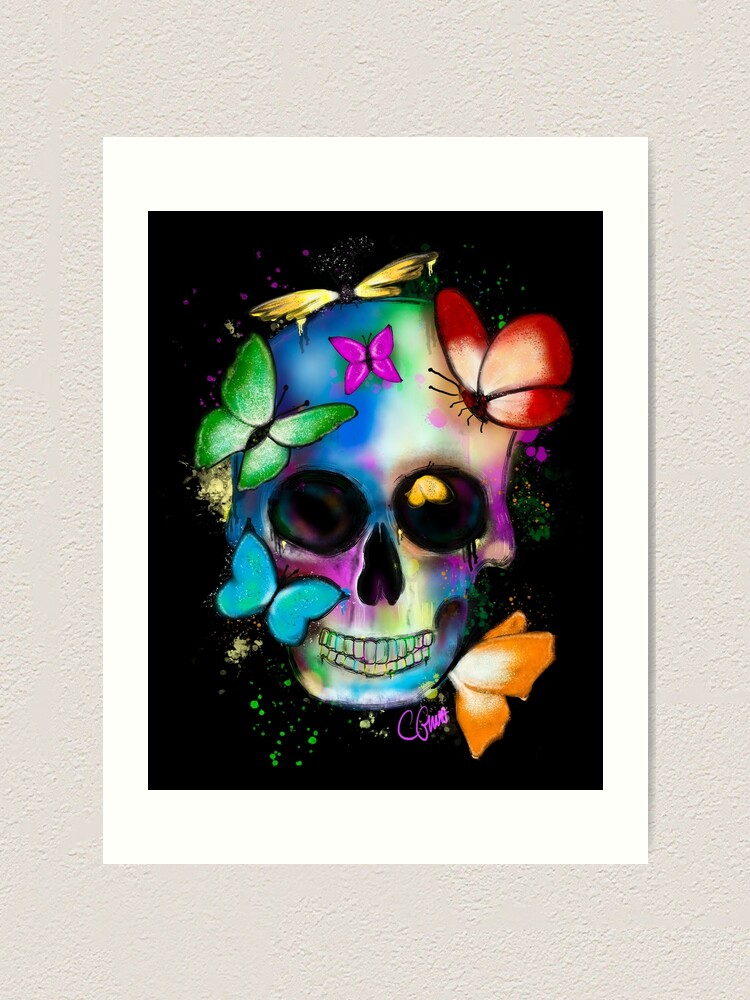 "Sage Tribe Skull With Butterflies" Art Print for Sale by SageTribeUK ...