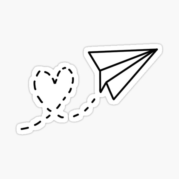 "Heart Paper Airplane" Sticker for Sale by sadtold101 | Redbubble