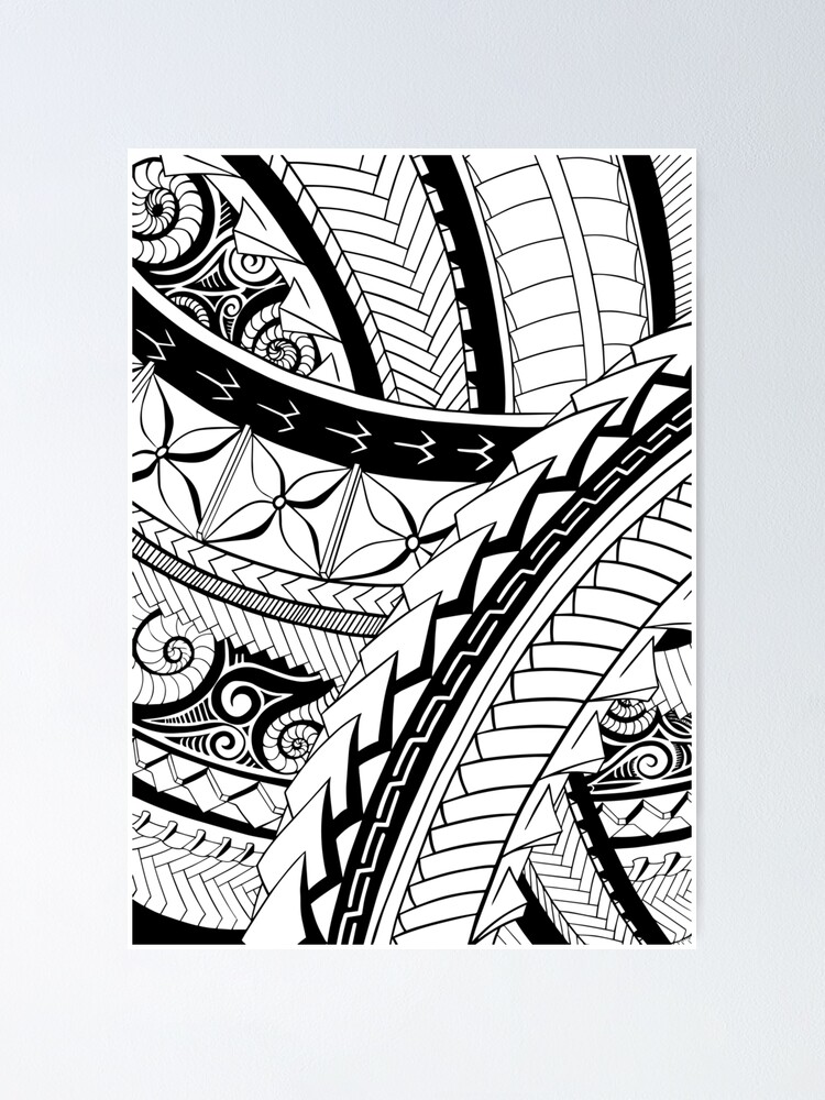 "Pacific Island Pattern 3 - Black" Poster by Hunter54nz | Redbubble
