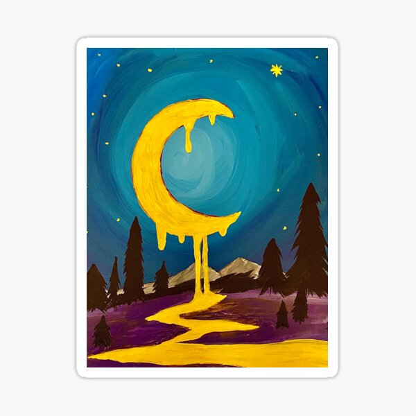 "Dripping Moon Painting" Sticker for Sale by Natalie-Lisbona | Redbubble