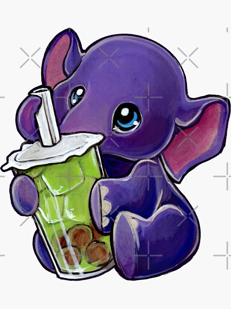 "Purple boba elephant " Sticker for Sale by ArtOfBianca | Redbubble