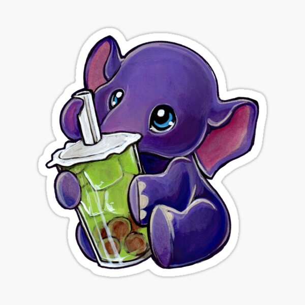 "Purple boba elephant " Sticker for Sale by ArtOfBianca | Redbubble