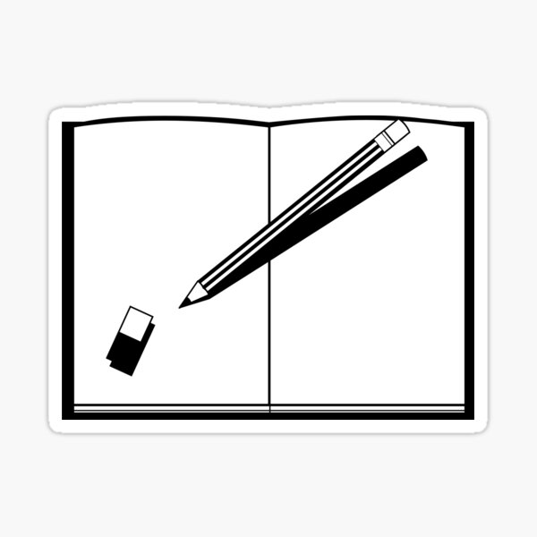 "Book and Pencil" Sticker for Sale by Reethes | Redbubble
